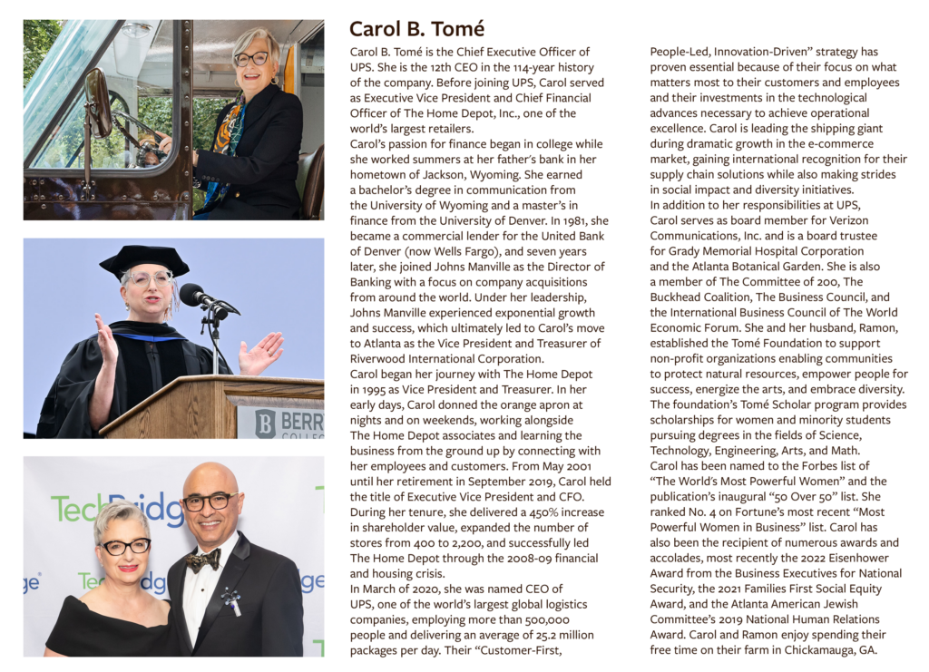 About Carol Tomé / 2026 Four Pillar Tribute